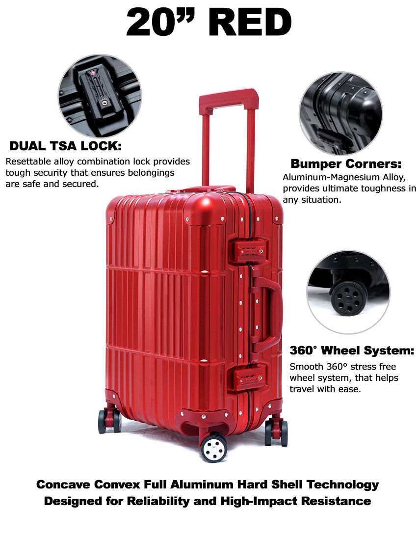 20" Aluminum Luggage Carry-On (Red) – Newbee Fashion